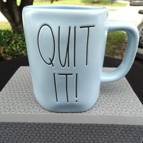 Rae Dunn | Dining | Rae Dunn Blue Quit It Coffeetea Mug Never Used ...